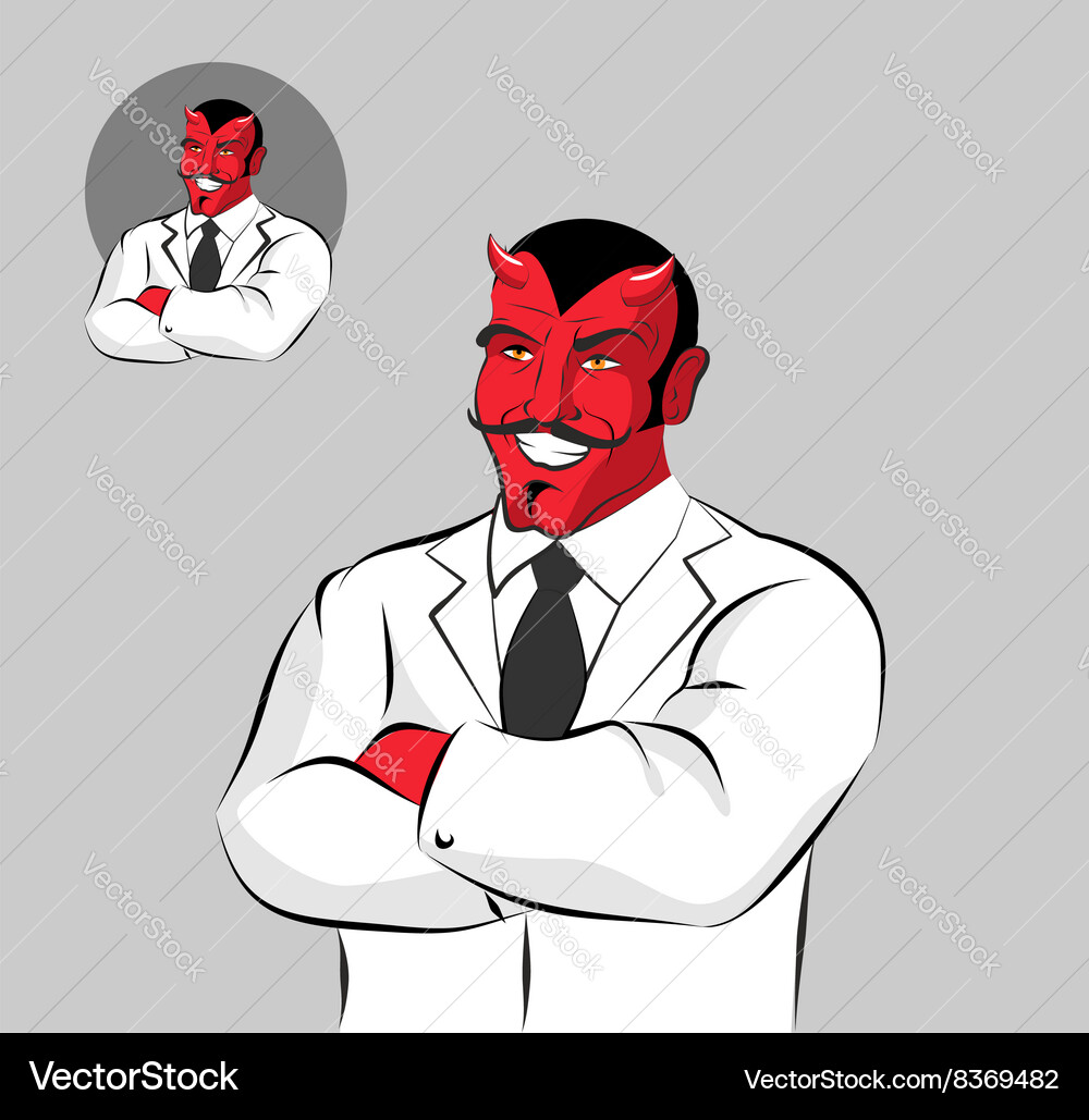 Devil doctor satan with horns in doctors white Vector Image