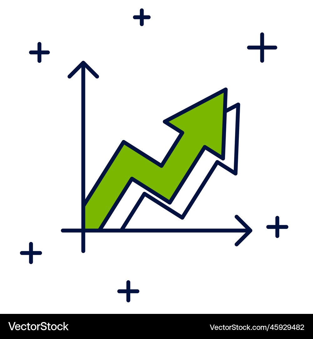 Filled outline financial growth increase icon Vector Image