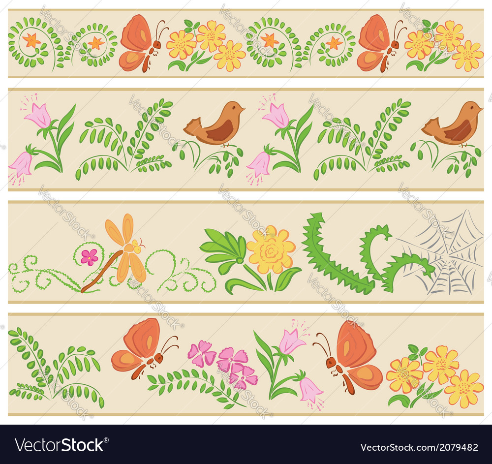 Floral seamless ornaments Royalty Free Vector Image