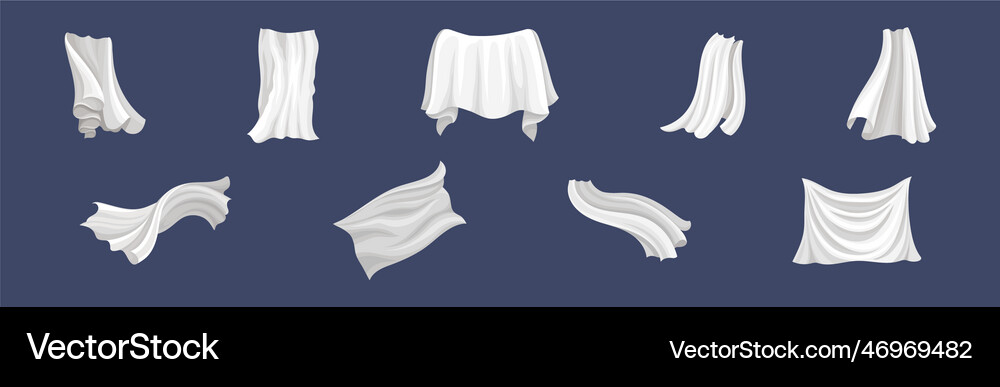Fluttering white cloth or fabric isolated on blue Vector Image