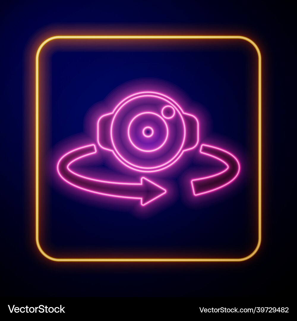 Glowing neon 360 degree view icon isolated Vector Image