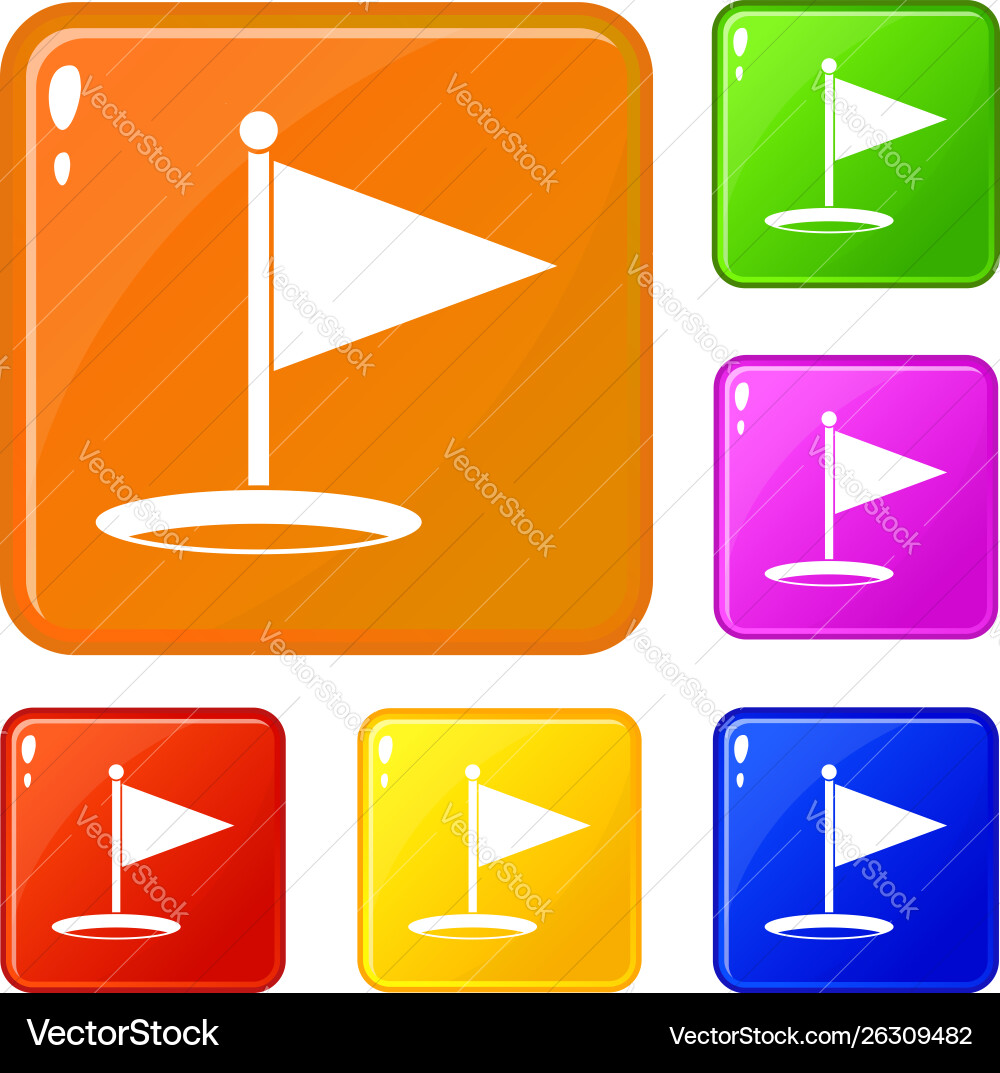 Golf flag icons set color Royalty Free Vector Image