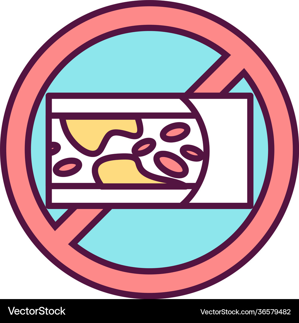 High cholesterol level reduction rgb color icon Vector Image