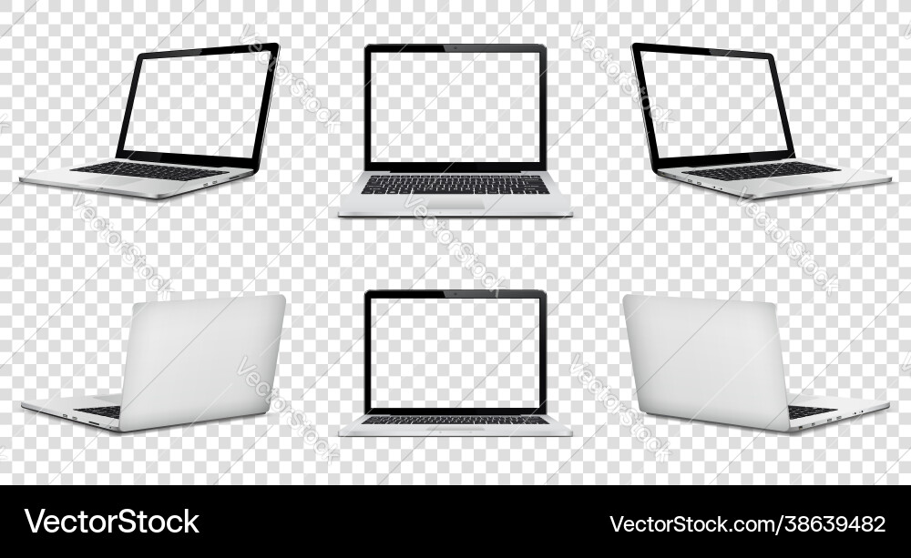 Laptop mock up with transparent screen isolated Vector Image