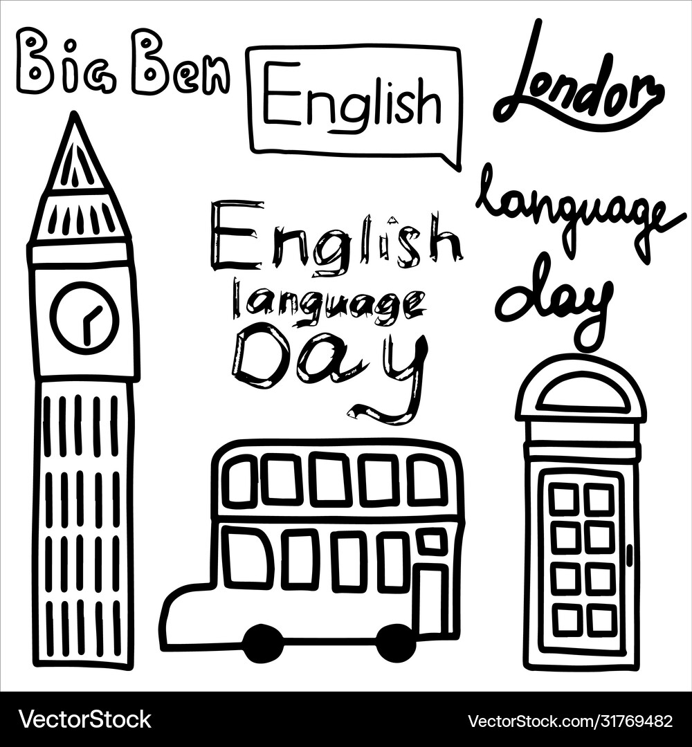 Set from lettering on an english theme a Vector Image