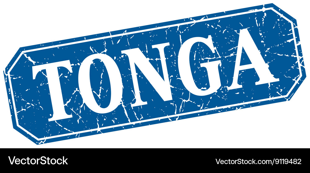 Tonga blue square grunge retro style sign Vector Image