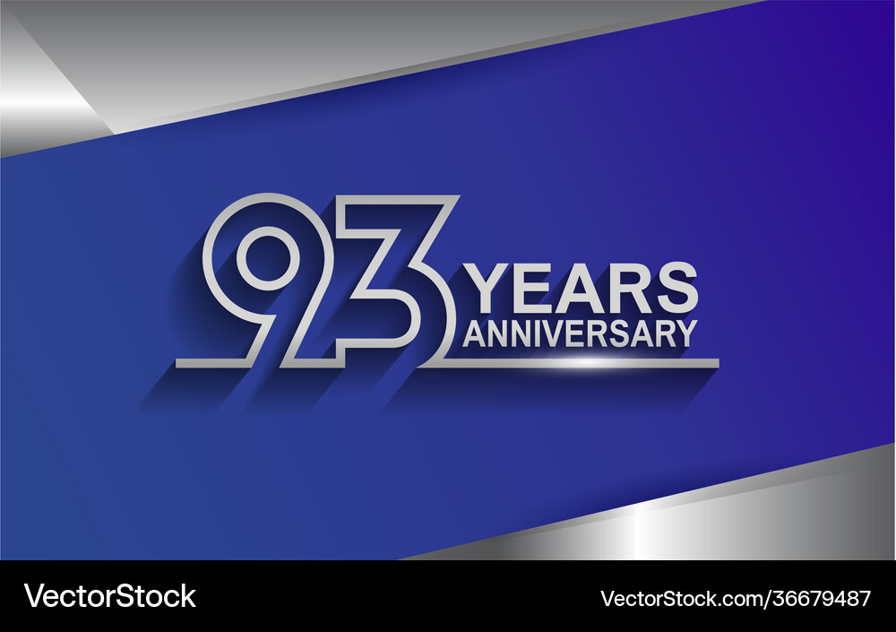 93 years anniversary silver color line style Vector Image