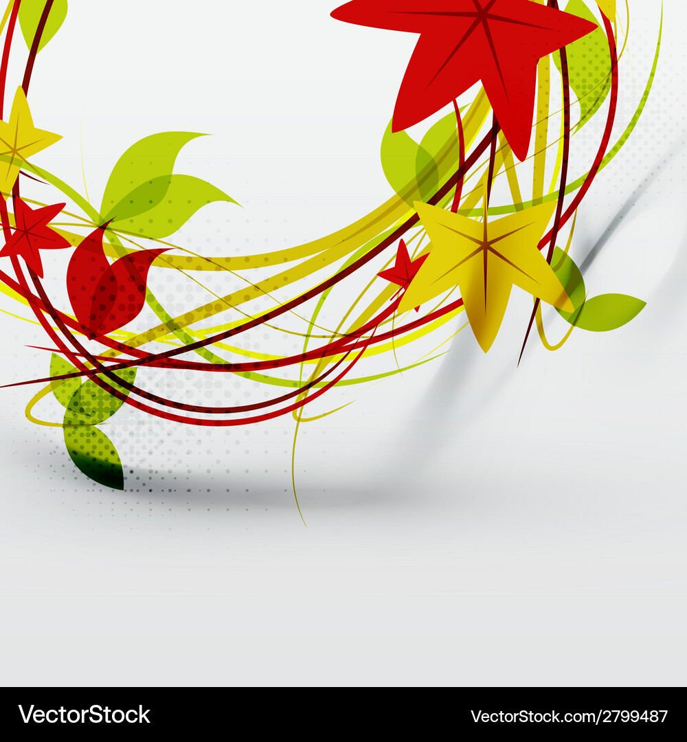 Autumn leaves and lines abstract background Vector Image
