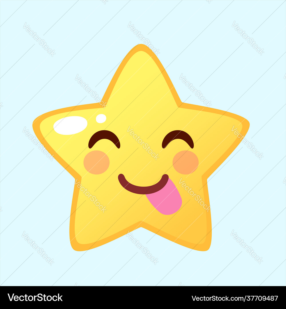 Cartoon emoticon cute star icon Royalty Free Vector Image