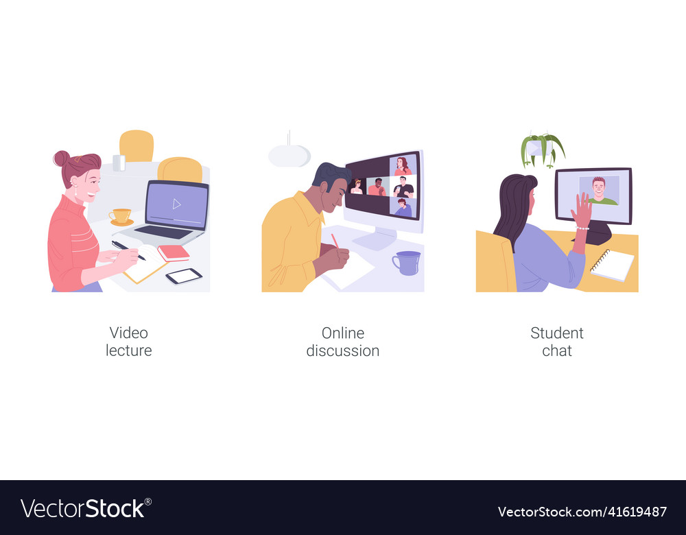 Distance learning virtual communication isolated Vector Image
