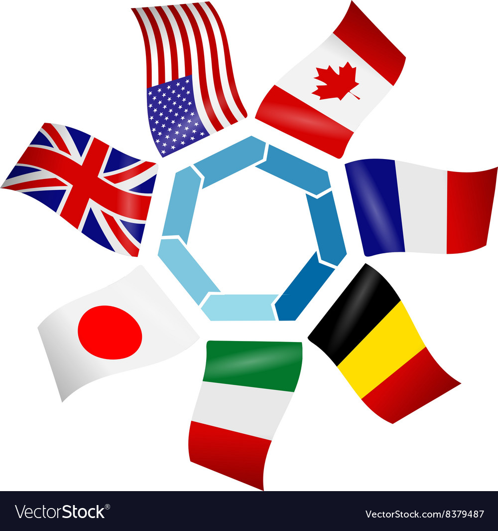 Flags countries group seven Royalty Free Vector Image