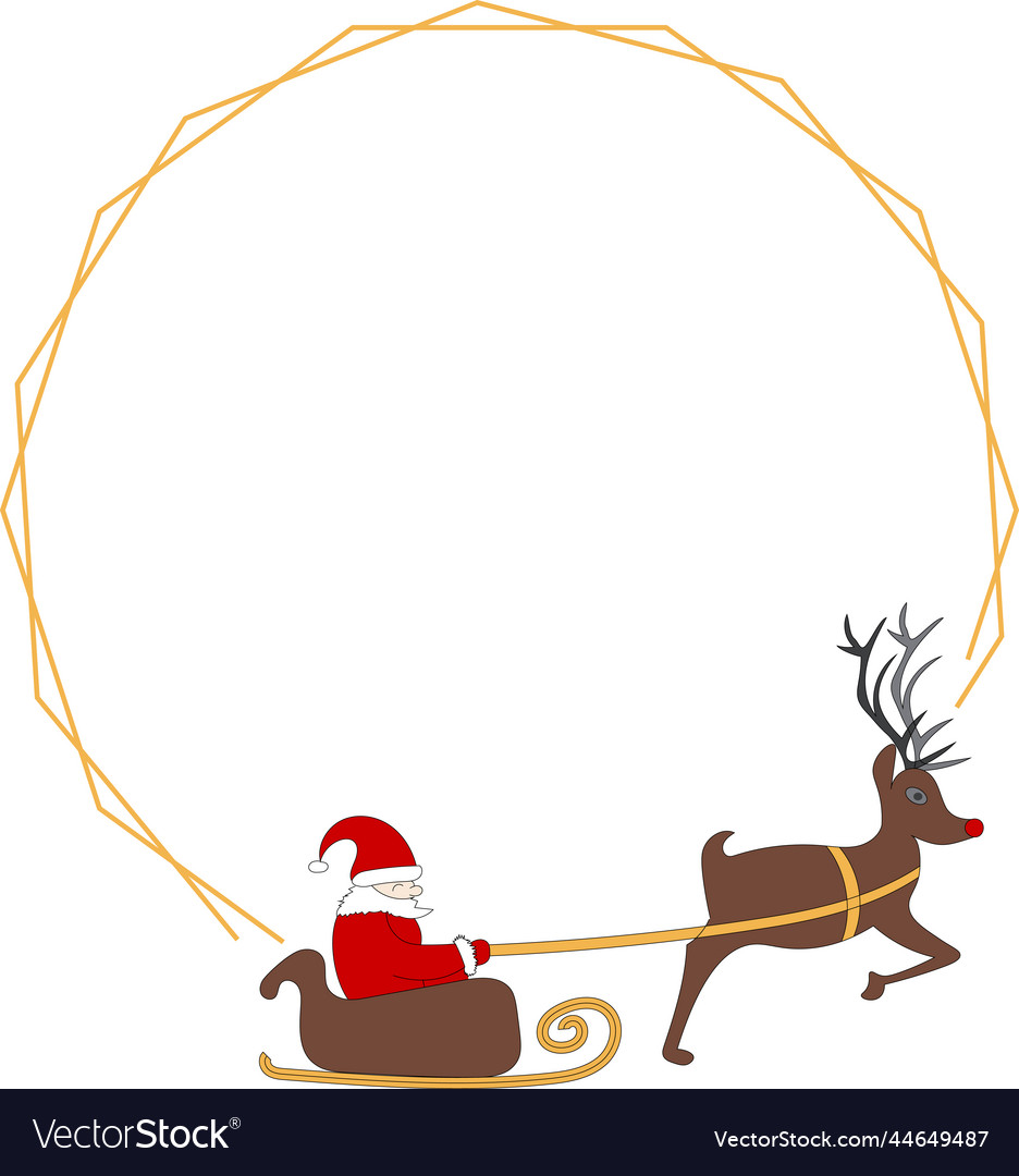 Frame with santa claus and rudolf Royalty Free Vector Image