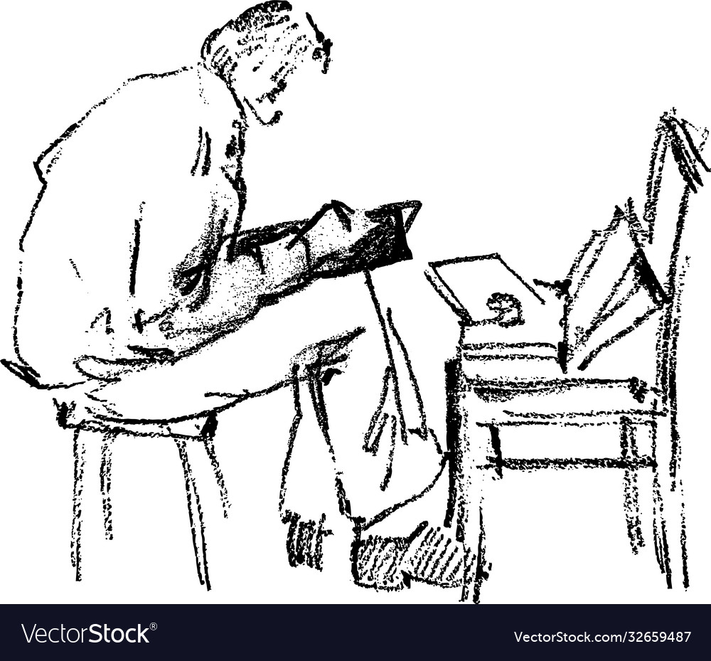 Freehand drawing a young artist sketching Vector Image