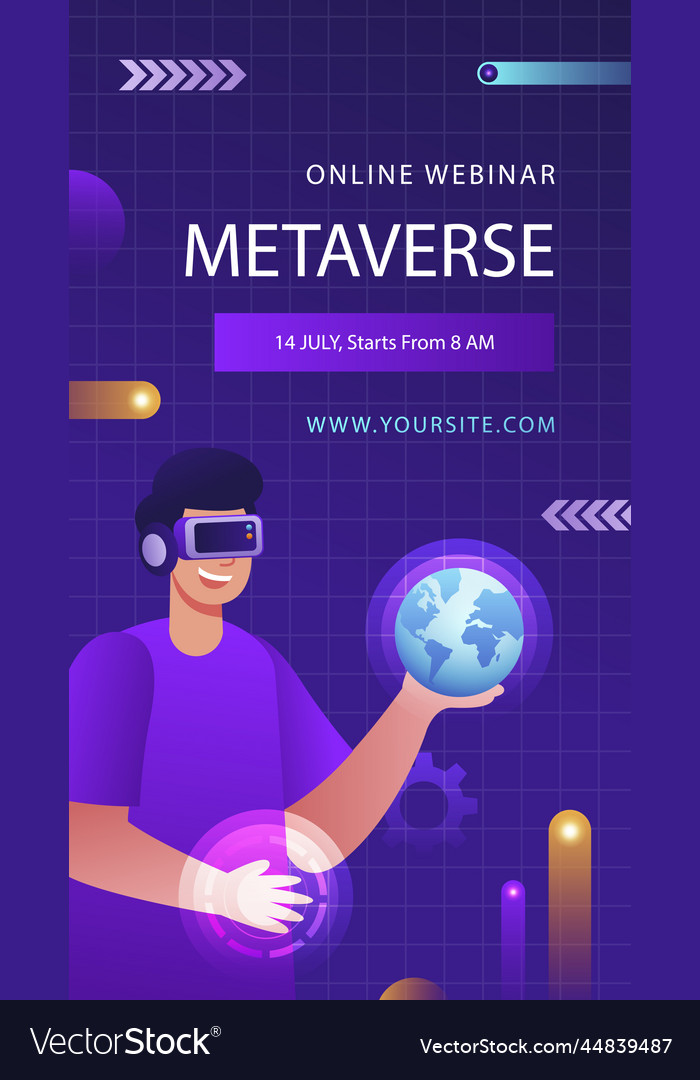 Gradient metaverse post stories Royalty Free Vector Image