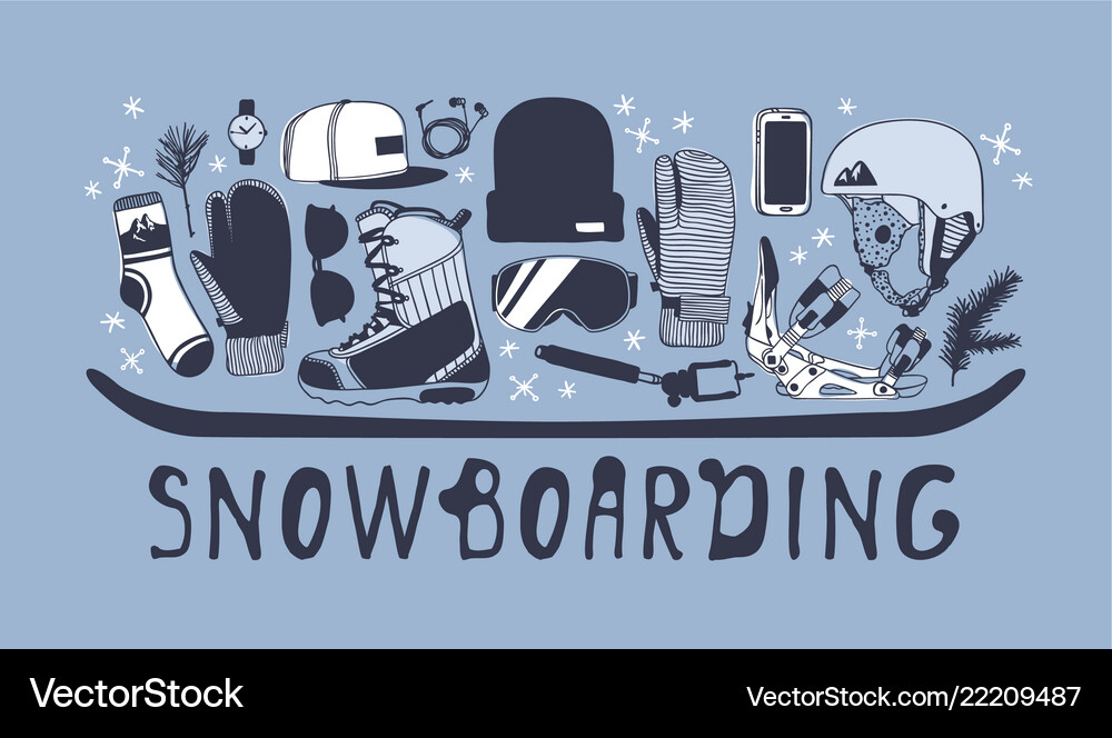 Hand drawn fashion snowboarding thing Royalty Free Vector