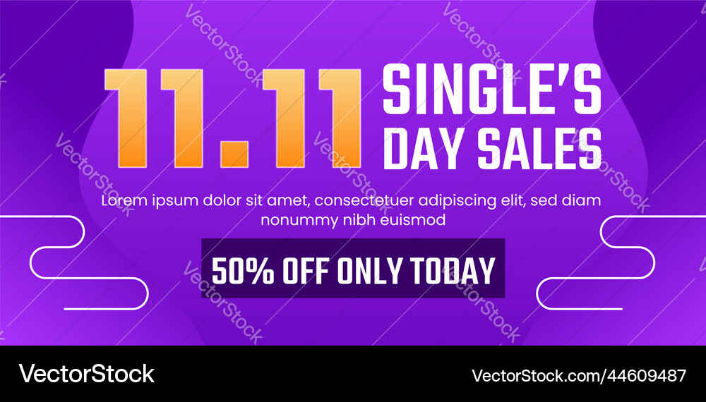 Horizontal banner template singles day shopping Vector Image