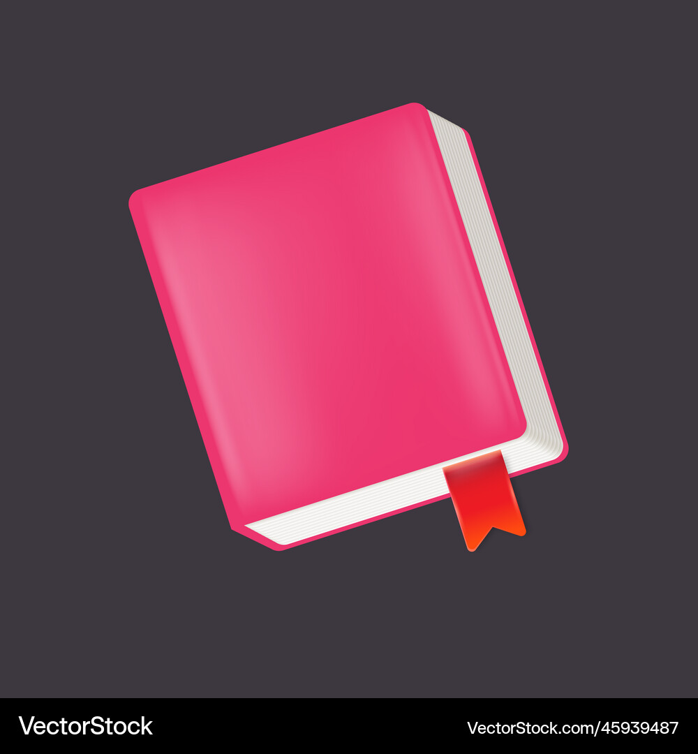 Pink womens diary book with red bookmark Vector Image