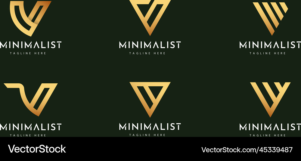 Set of creative letter v monogram style logo Vector Image