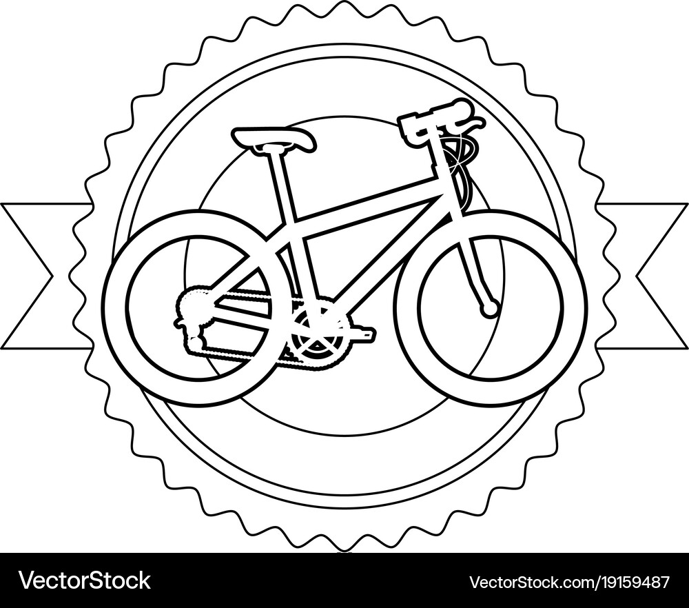 Sport bicycle emblem with ribbon Royalty Free Vector Image