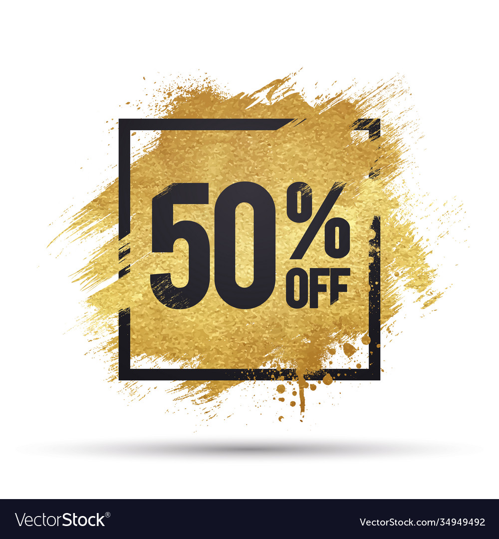 50 Percent Off Offer With Gold Splash Royalty Free Vector