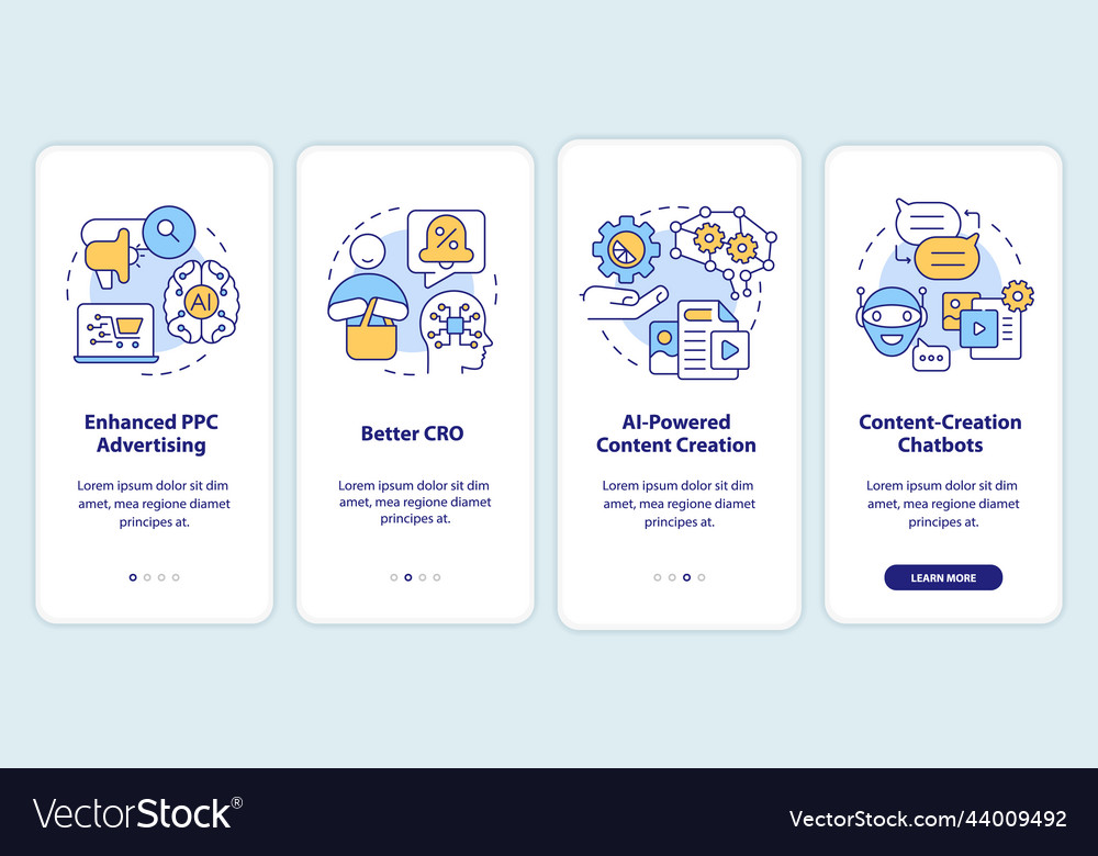 Ai algorithm in marketing onboarding mobile app Vector Image
