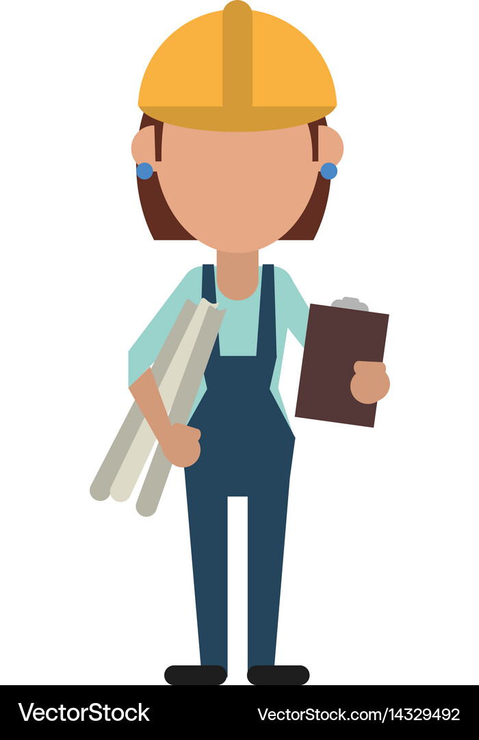 Architec woman plans clipboard Royalty Free Vector Image