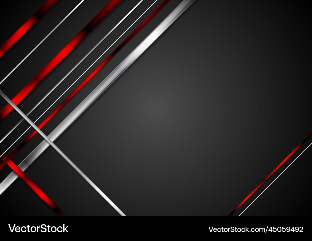 Black background with red and metallic stripes Vector Image