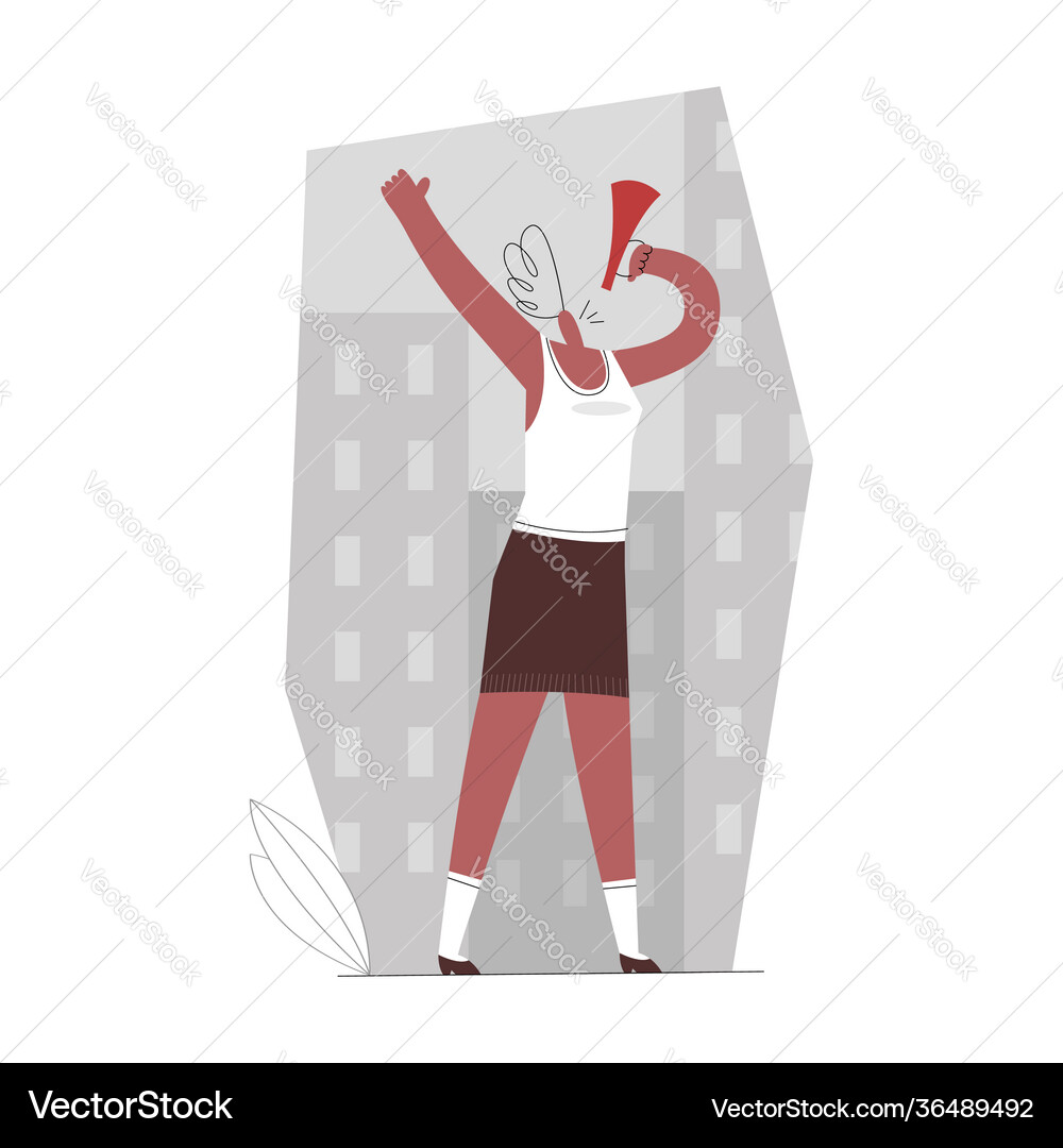 Character a woman shouting into megaphone Vector Image