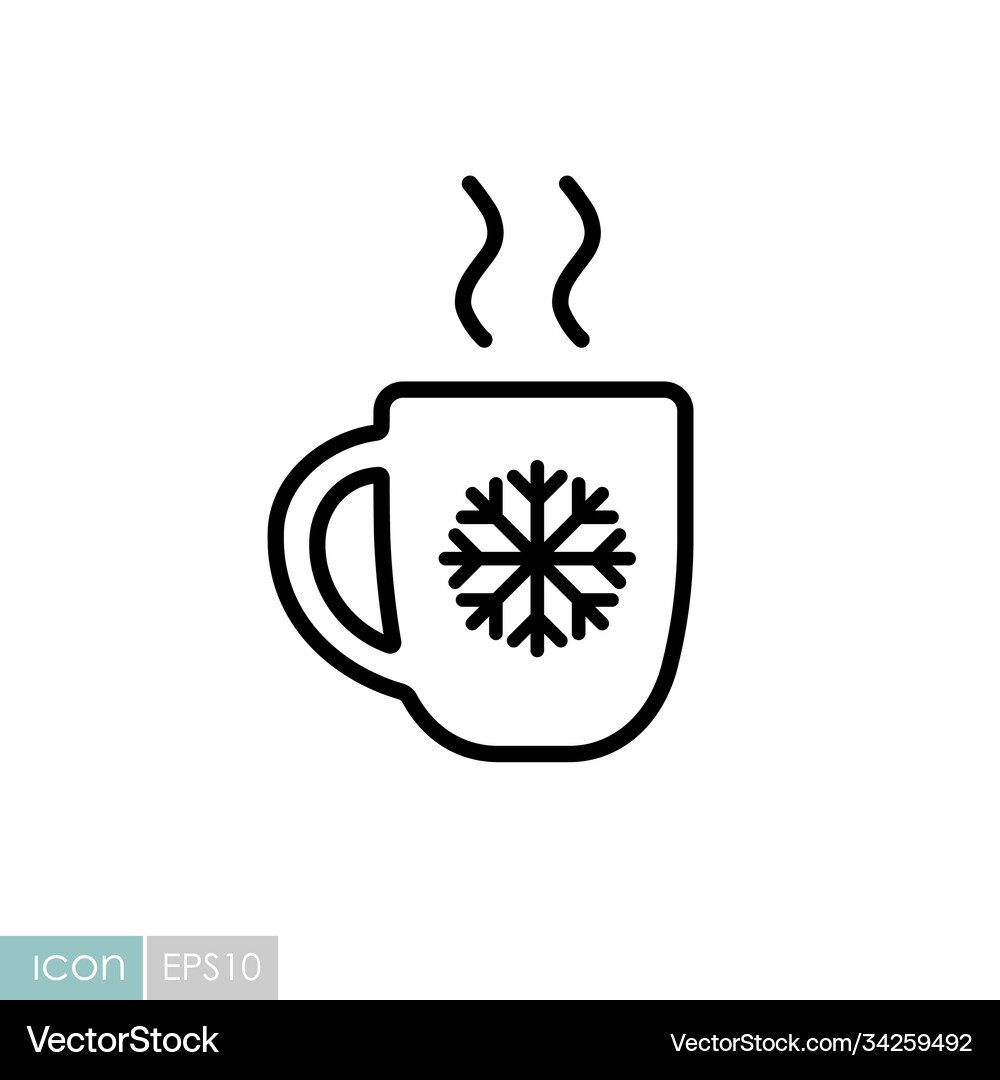 Christmas hot coffee in cup icon Royalty Free Vector Image
