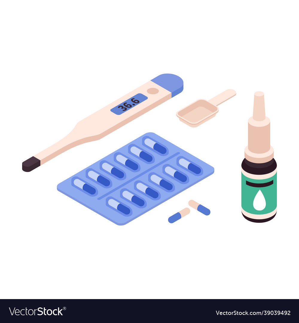 Cold flu medication composition Royalty Free Vector Image