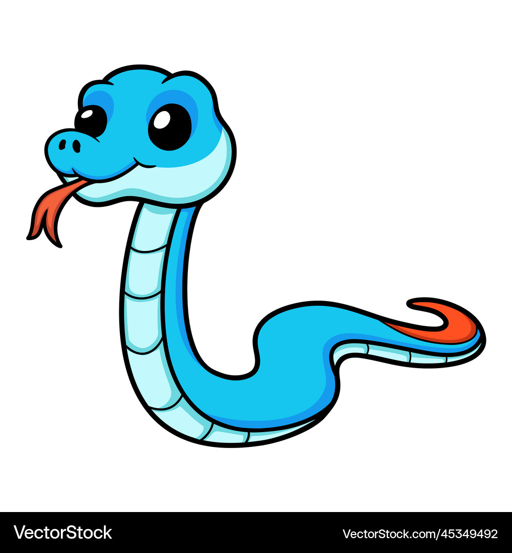 Cute blue snake viper cartoon Royalty Free Vector Image