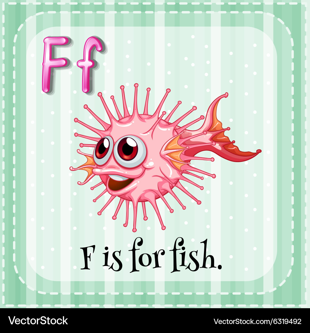 Flashcard letter f is for fish Royalty Free Vector Image