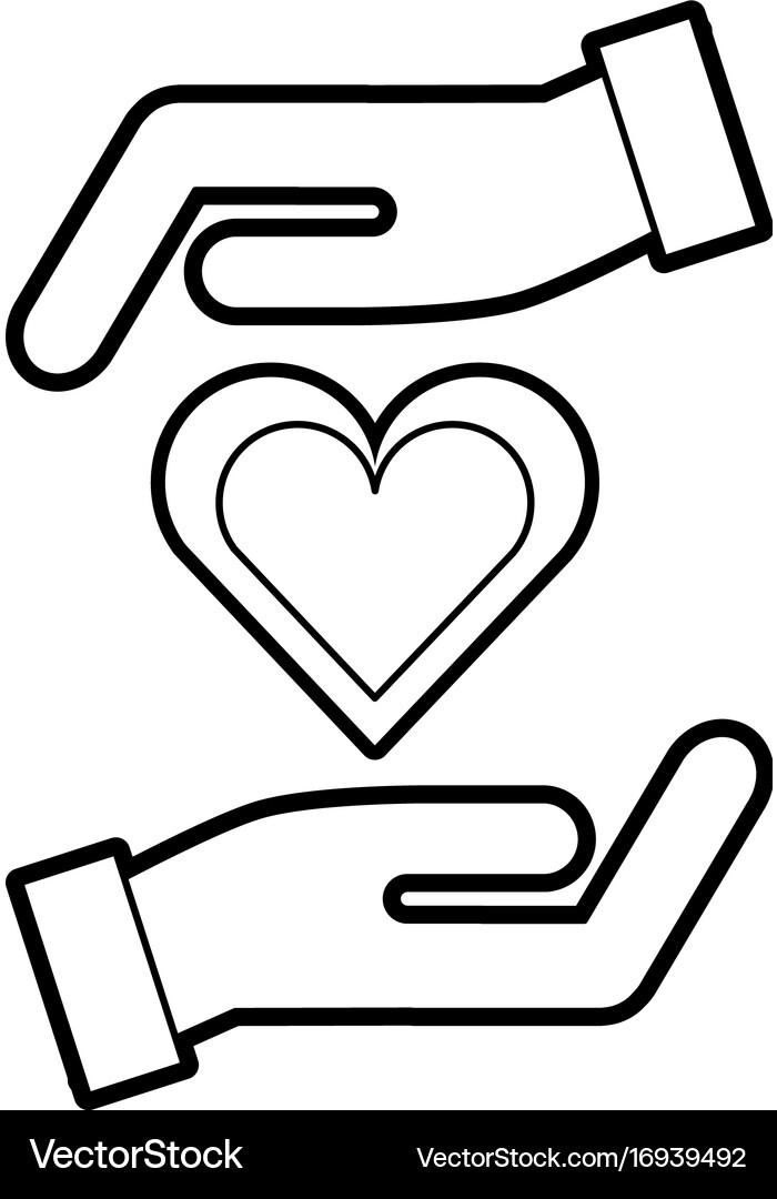 Hand human with heart Royalty Free Vector Image