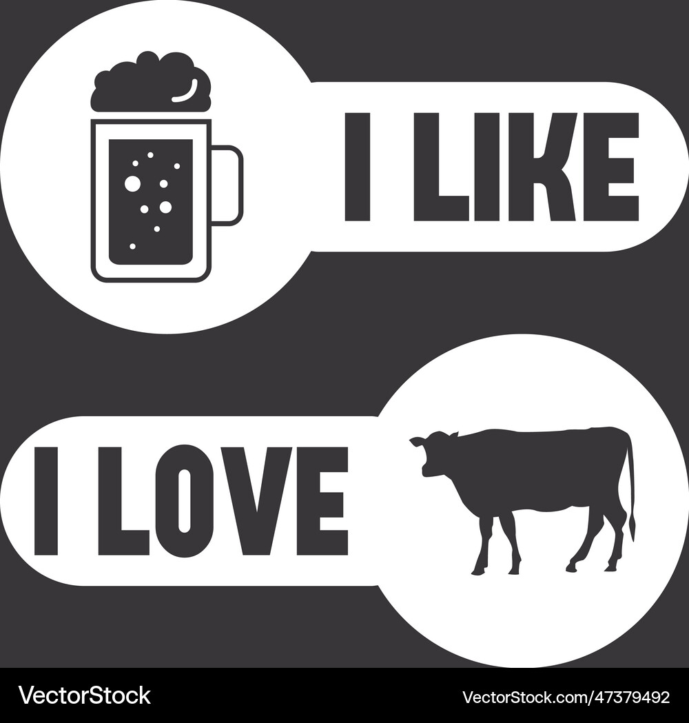 I like beer love cow Royalty Free Vector Image