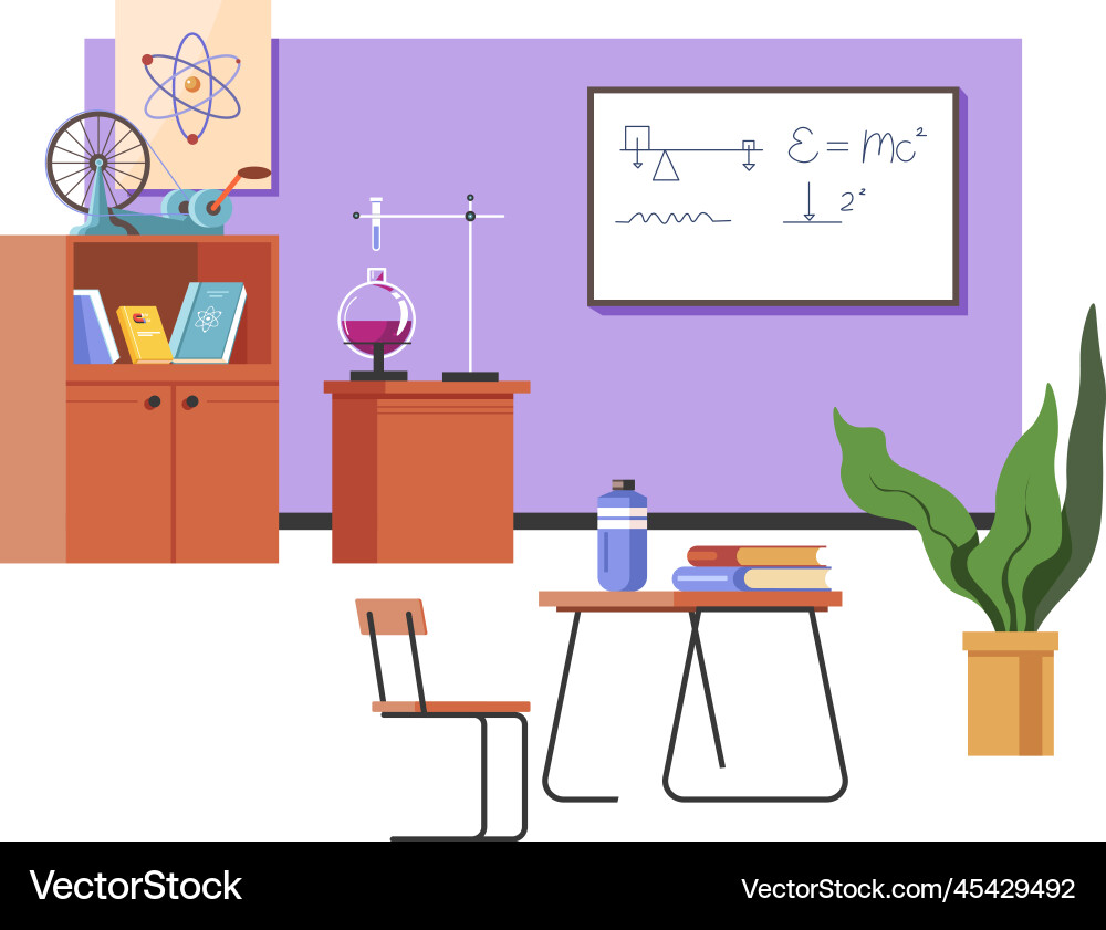 Interior of school class biology laboratories Vector Image