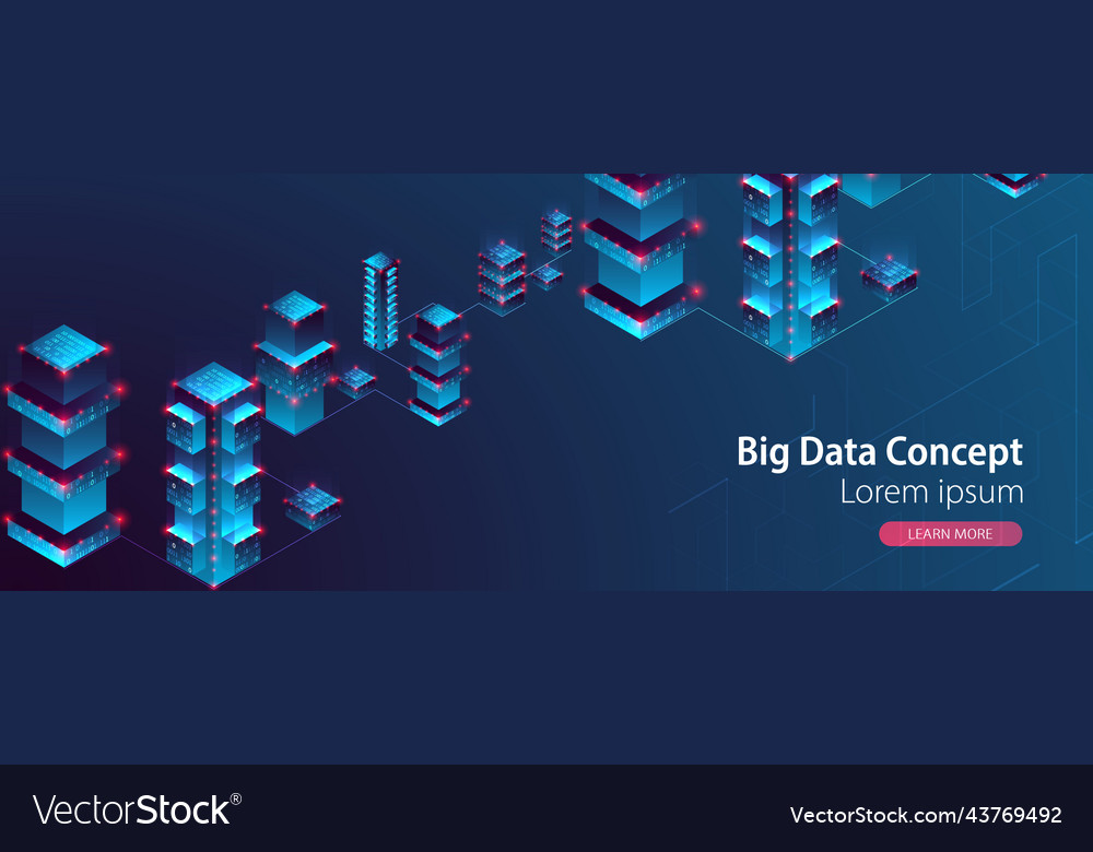 Isometric big data concept database abstract Vector Image