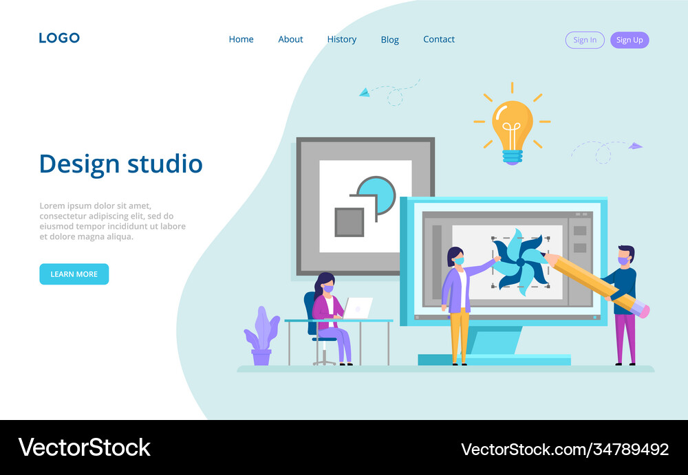 Modern design studio conceptual art composition Vector Image