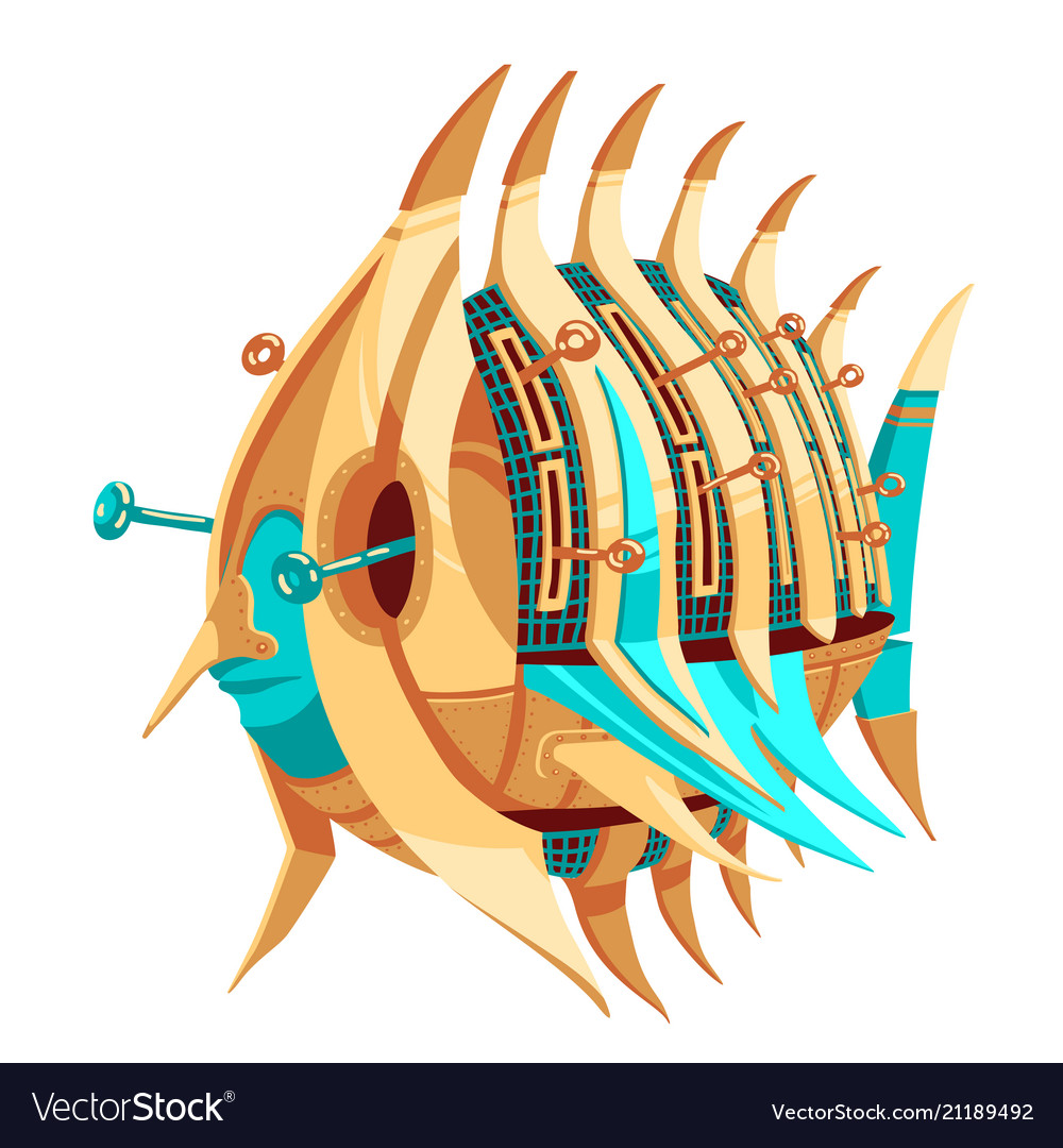Robot-fish with levers Royalty Free Vector Image