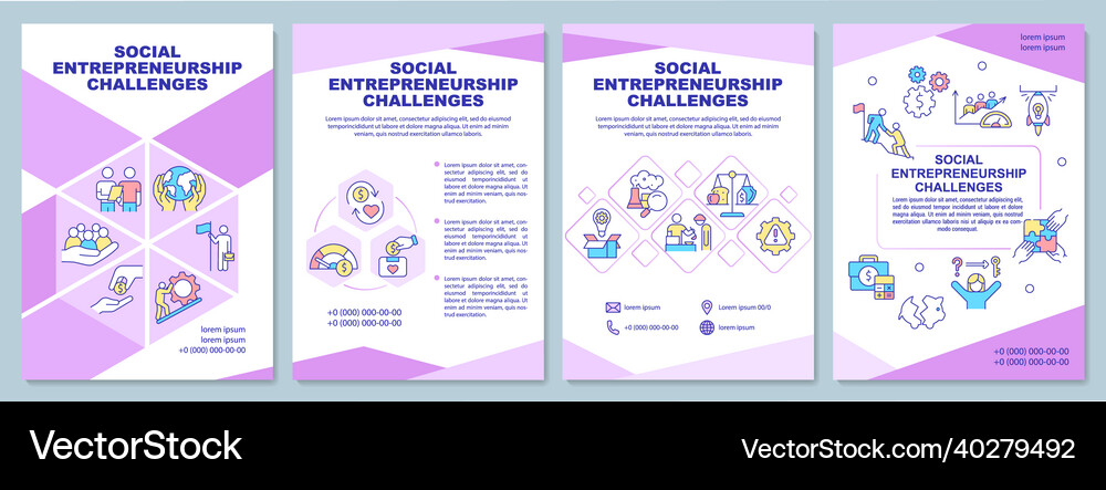 Social entrepreneurship challenges brochure Vector Image