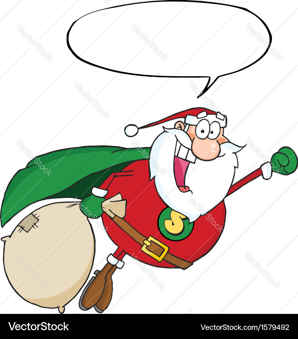 Super hero santa cartoon Royalty Free Vector Image