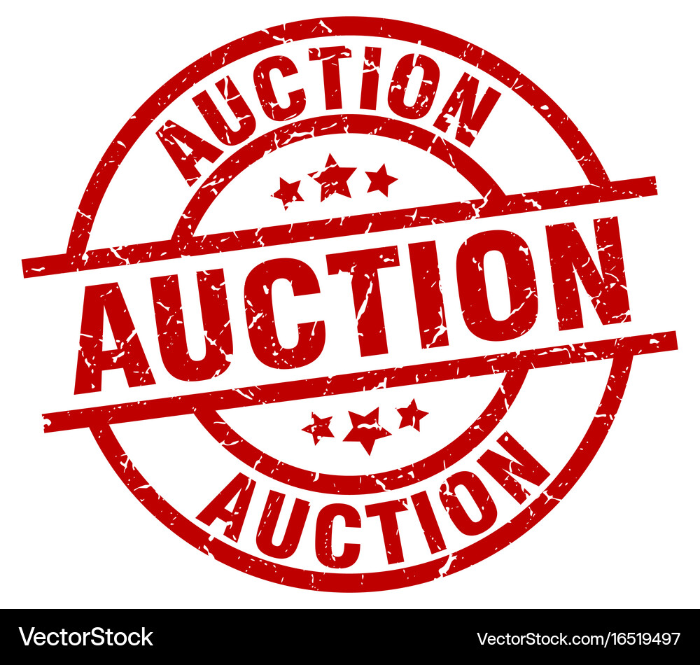 Auction round red grunge stamp Royalty Free Vector Image