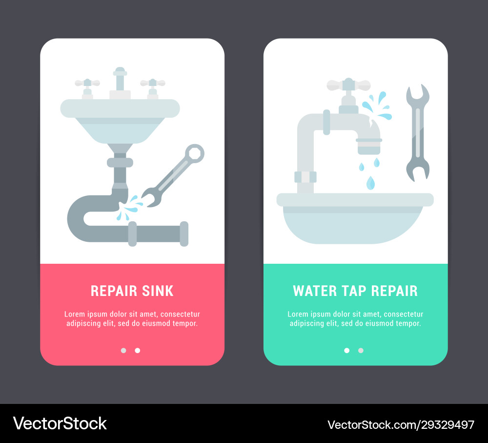 Cards repair sanitary ware Royalty Free Vector Image