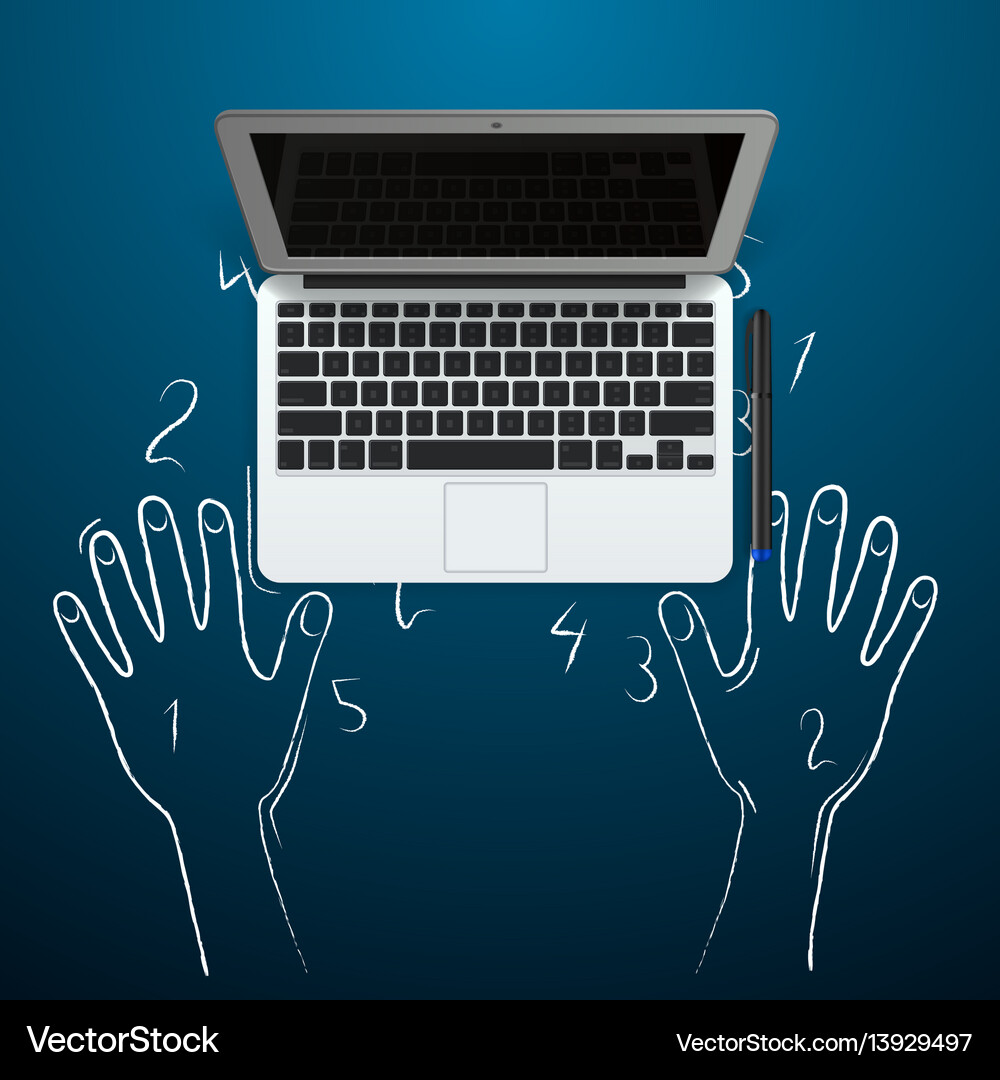 Computer with hands out of the chalk Royalty Free Vector
