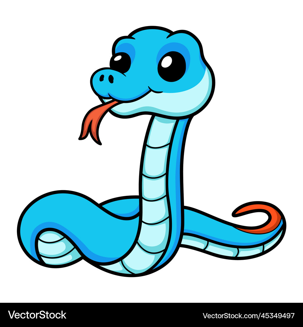 Cute blue snake viper cartoon Royalty Free Vector Image