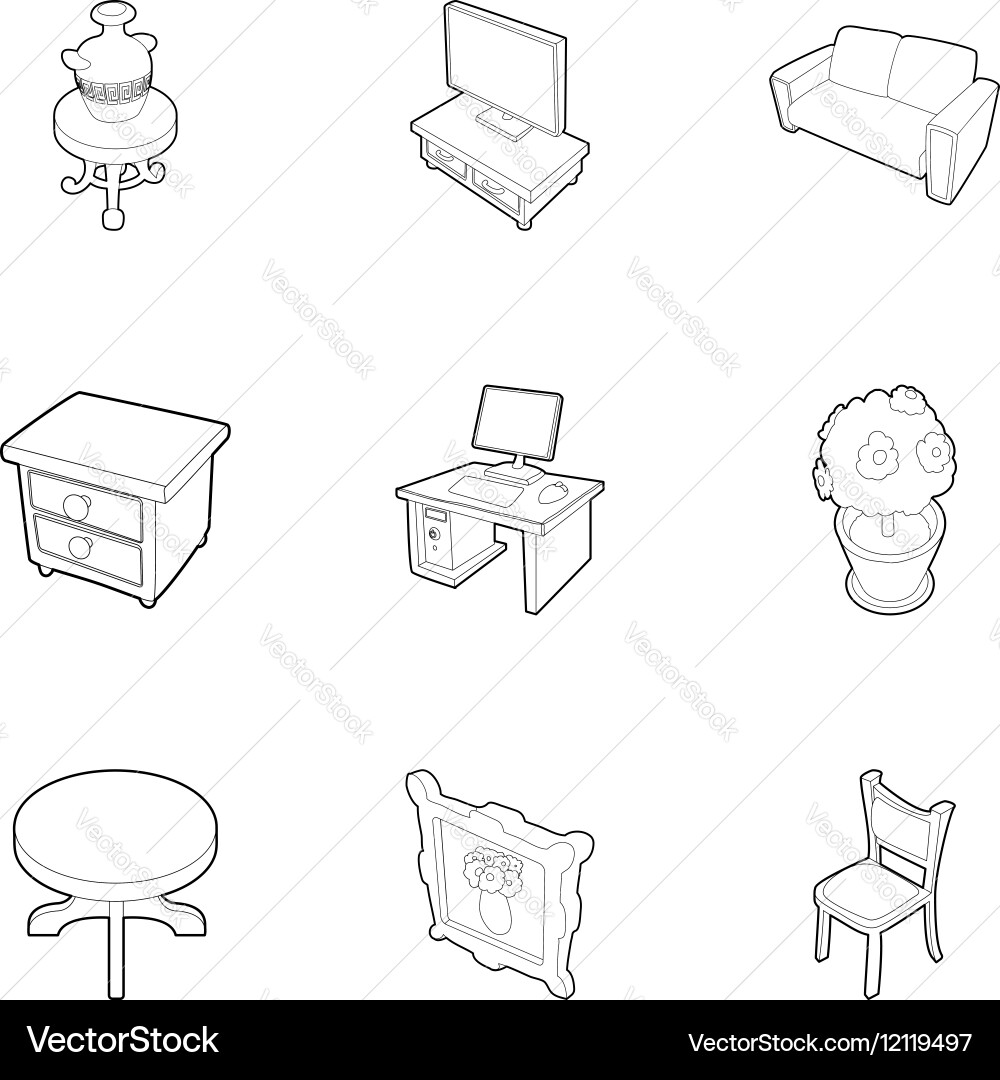 Home environment icons set outline style Vector Image