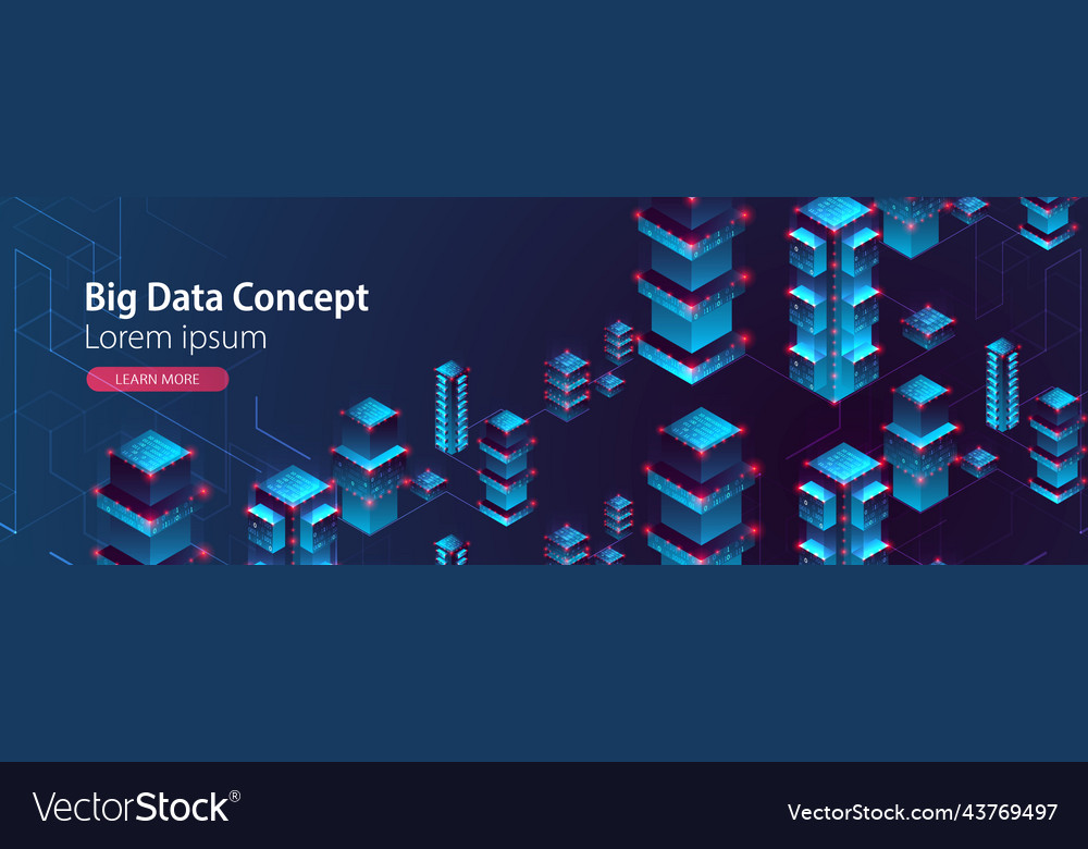 Isometric big data concept database abstract Vector Image