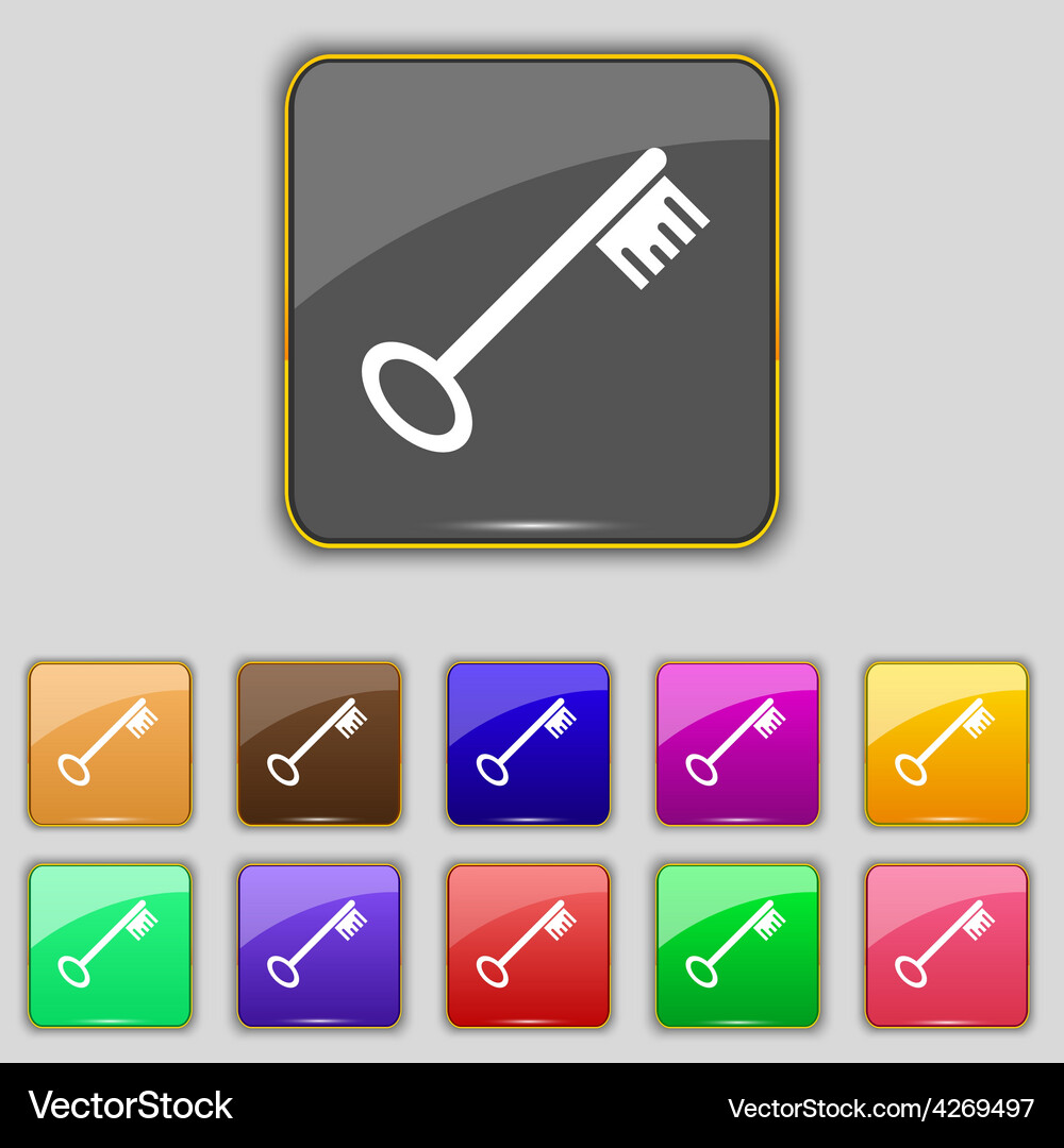 Key icon sign set with eleven colored buttons Vector Image