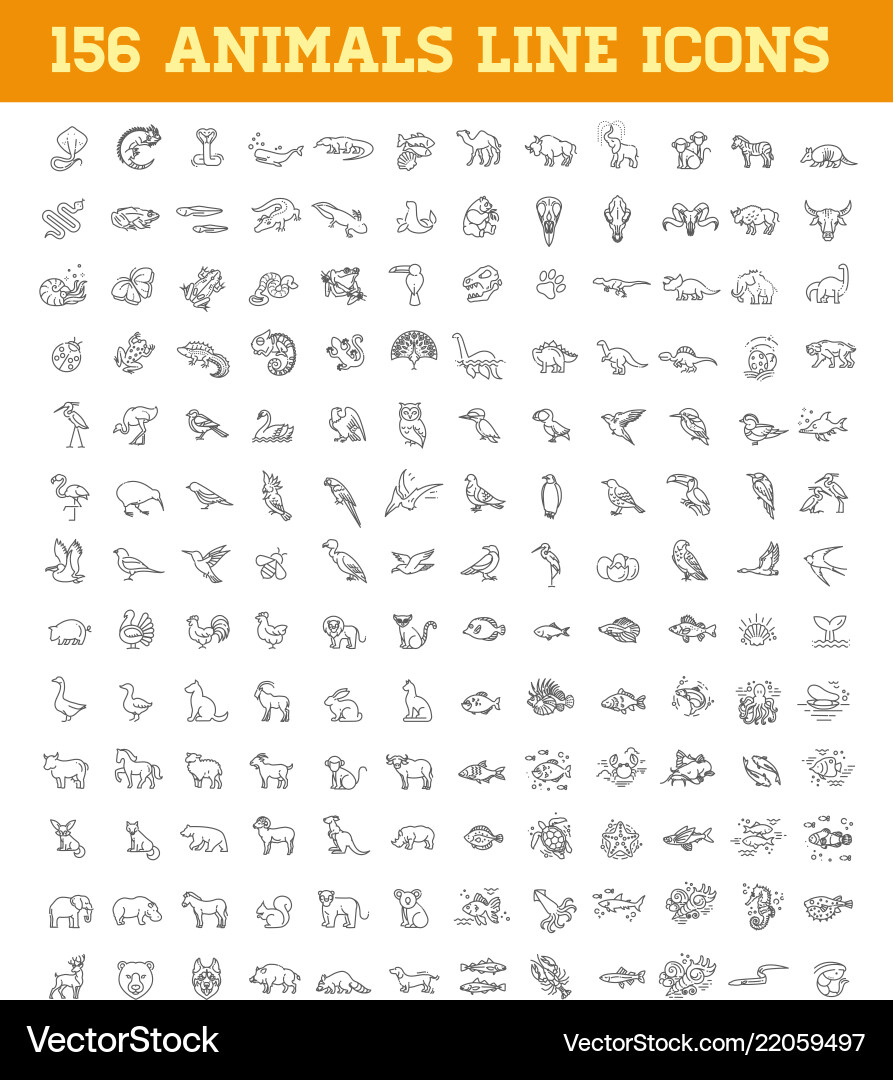 Line animals consepts icons set Royalty Free Vector Image