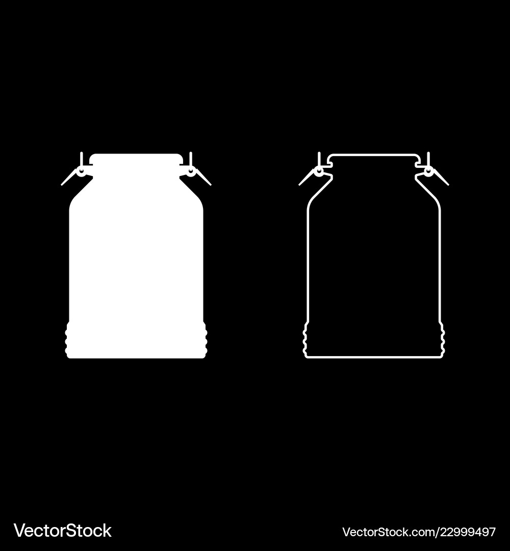 Milk can container icon set white color flat Vector Image