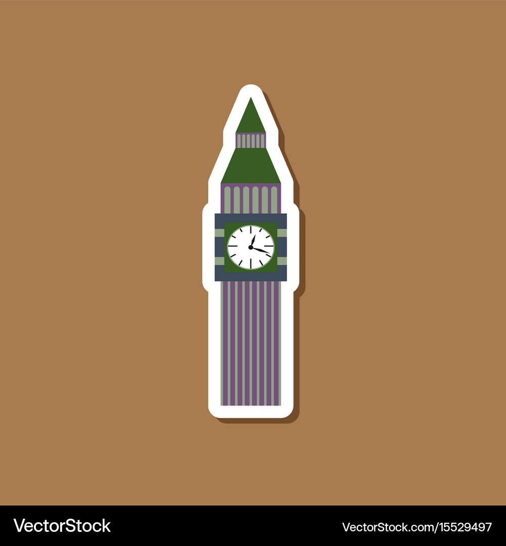 Paper sticker on stylish background big ben Vector Image